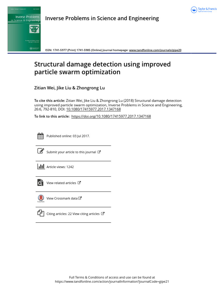 Structural Damage Detection via PSO | PDF | Mathematical Optimization ...