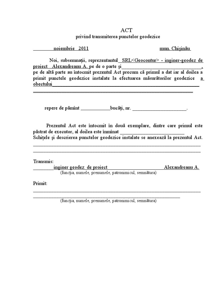 Act de Primire Predare Geocontur
