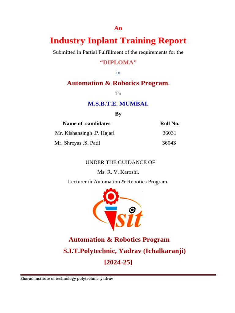 ITR Report | PDF | Numerical Control | Metalworking