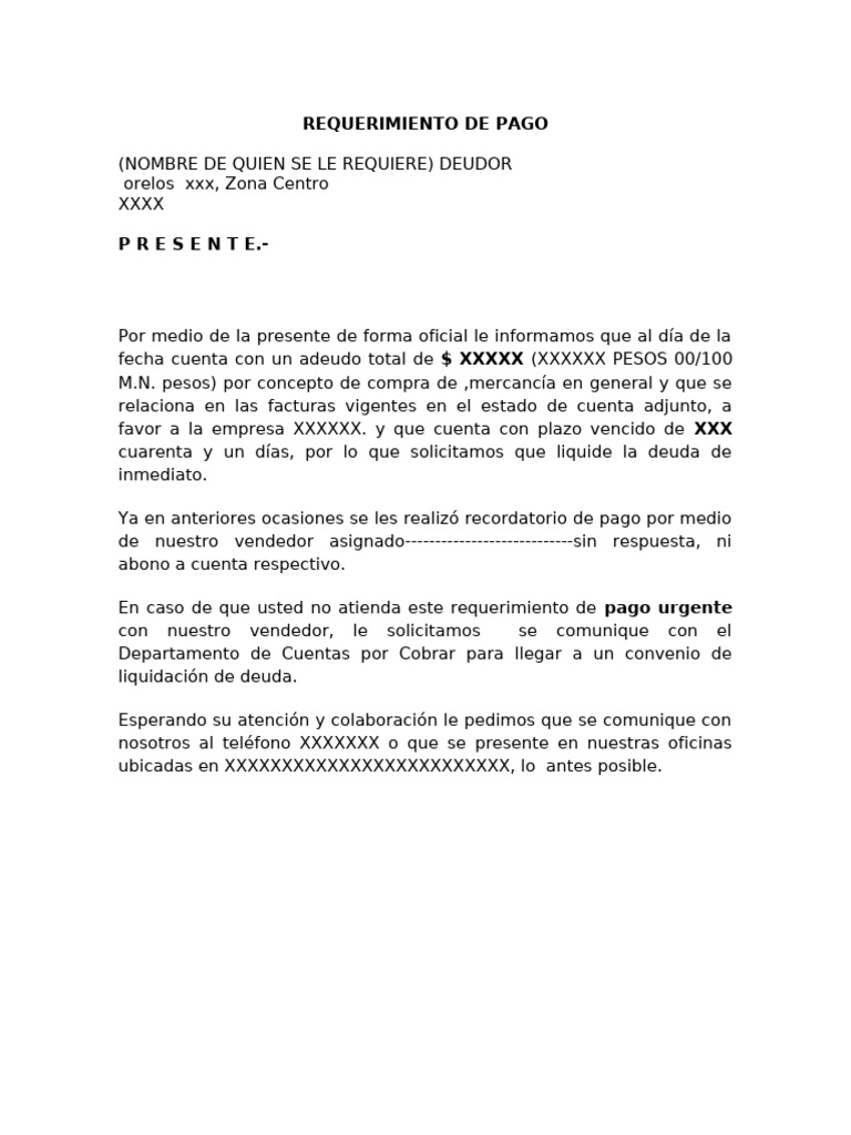 REQUERIMIENTO DE PAGO - Base | PDF