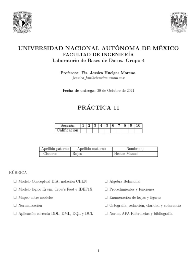 Práctica 11 | PDF | Bases de datos | Base de datos relacional