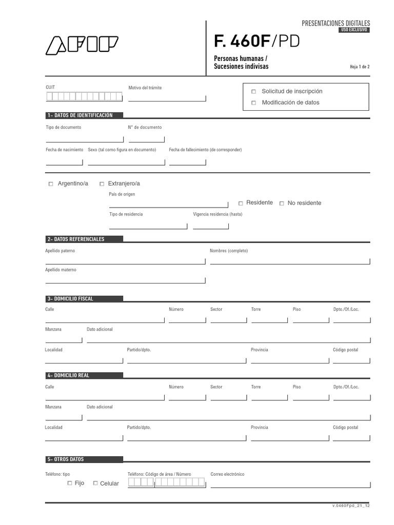 Formulario de Inscripción y Datos Personales | PDF
