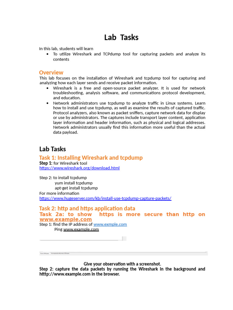 Lab 3 Wireshark And Tcp Dump Tool Demo Pdf 