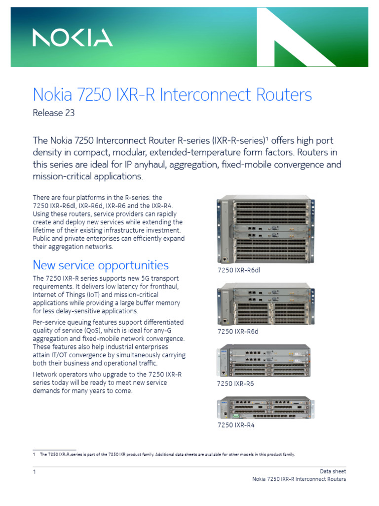 Nokia 7250 IXR R Interconnect Routers Data Sheet EN | PDF | Virtual ...