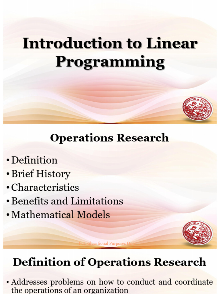 1R1 - Linear Programming | PDF | Mathematical Optimization | Operations Research