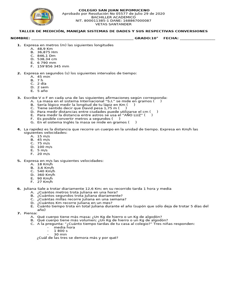 Taller de Mediciones | PDF | Sistema Internacional de Unidades | Cantidad