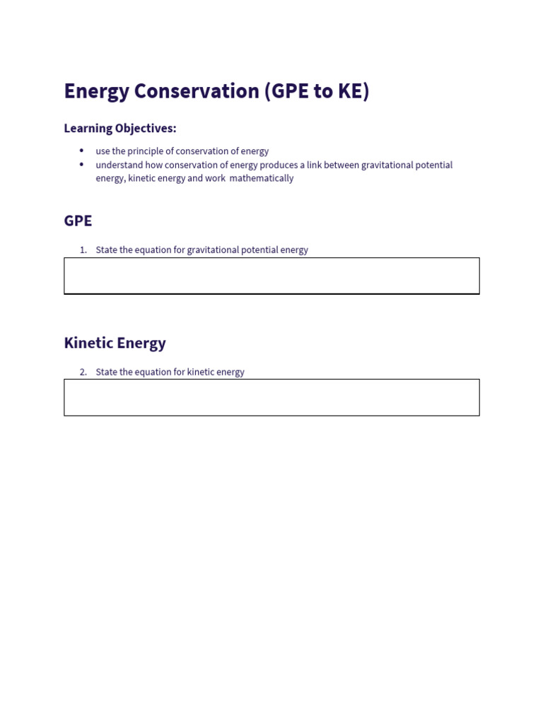 Energy Conservation (GPE To KE) | PDF | Kinetic Energy | Potential Energy