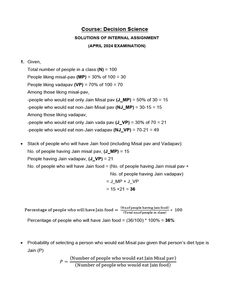 Solution Decision Science April 2024 Assignment | PDF | Errors And Residuals | Regression Analysis