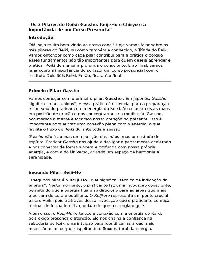 Gassho, Reiji-Ho e Chiryo e A Importância de Um Curso Presencial | PDF ...
