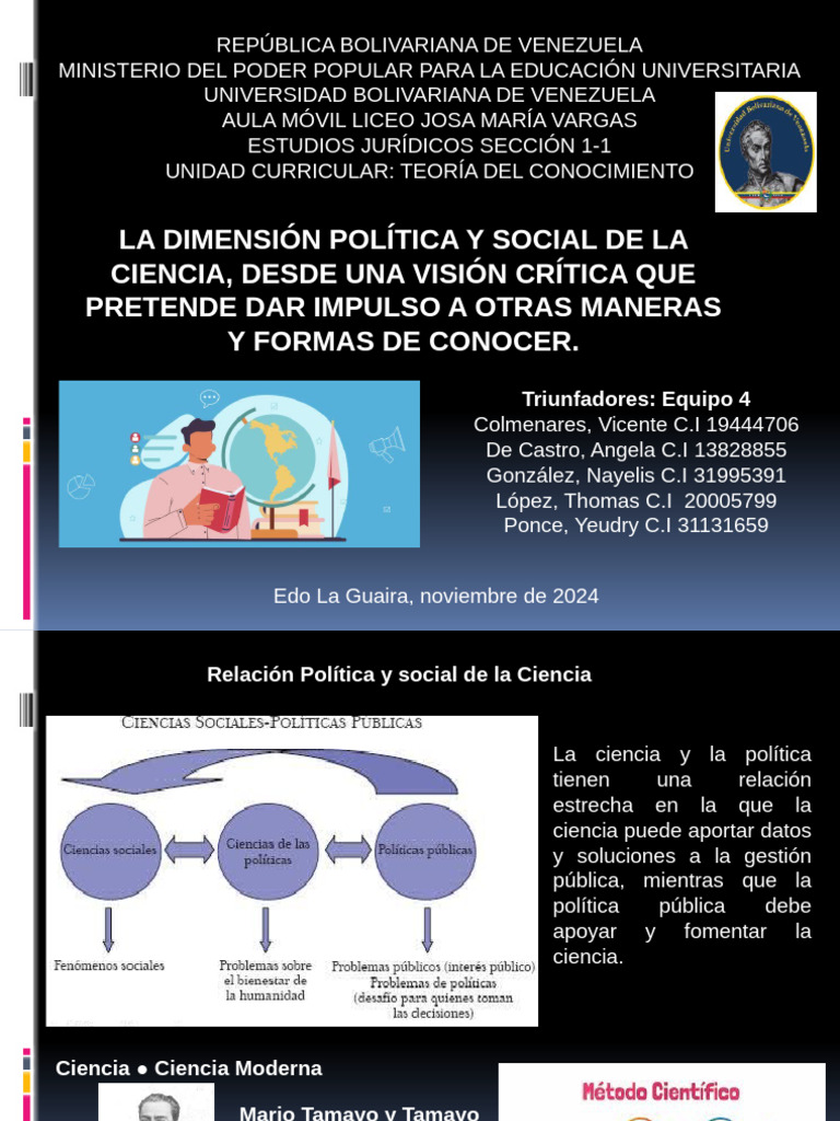 Dimension Politica y Social de La Ciencia Desde Un Vision Critica Que ...