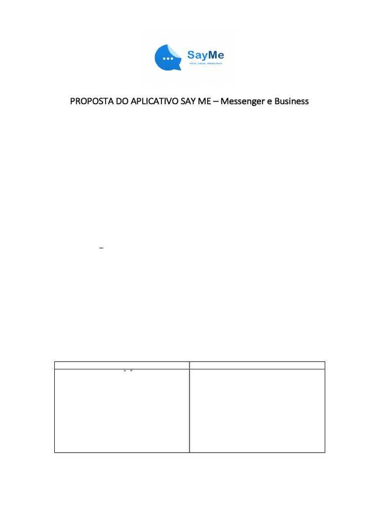 Proposta de Venda do Say Me Messenger | PDF | E-commerce | Informática