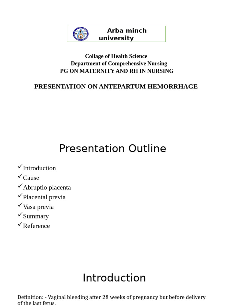 Seminar on APH | PDF | Childbirth | Placenta