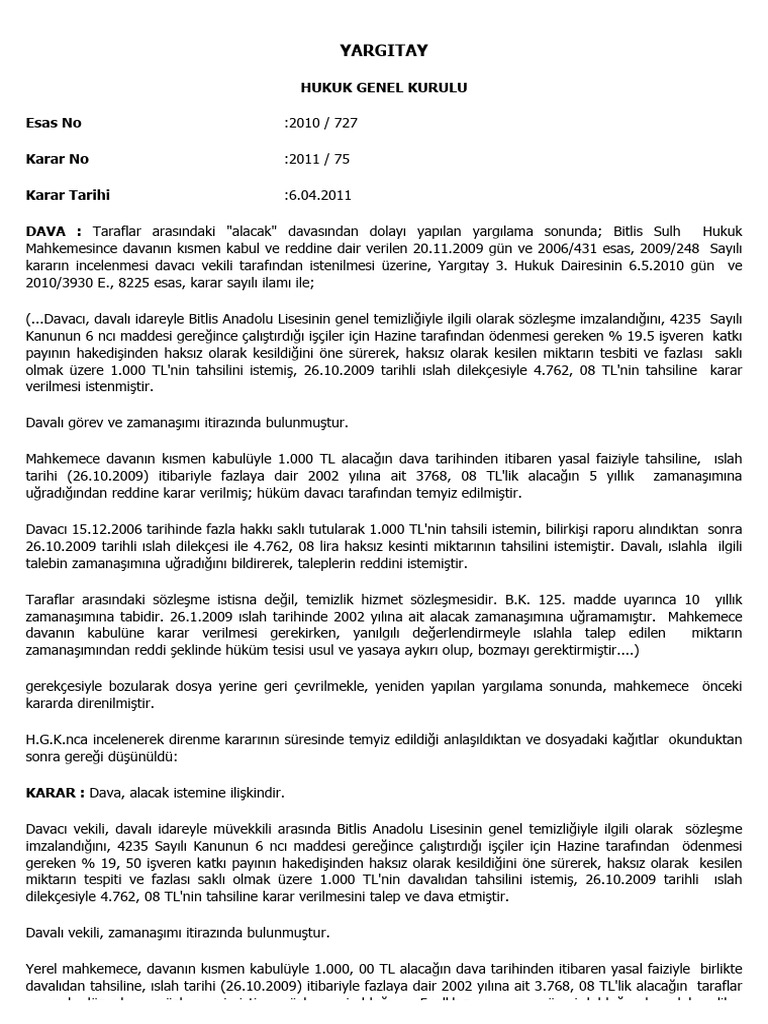 Hizmet Alım Sözleşmesi (Temizlik, Zamanaşımı) | PDF