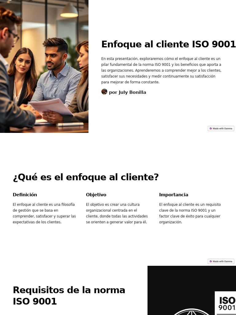 Enfoque Al Cliente ISO 9001 | PDF | La satisfacción del cliente | Cliente