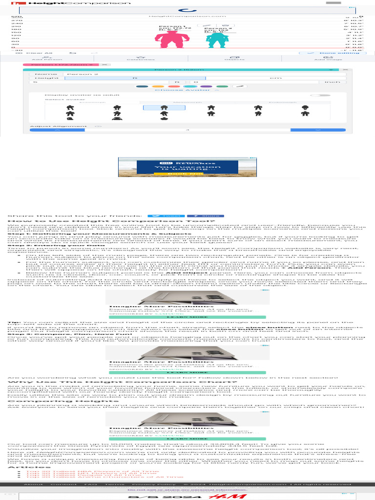 Height Comparison - Comparing Heights Visually With Chart | PDF