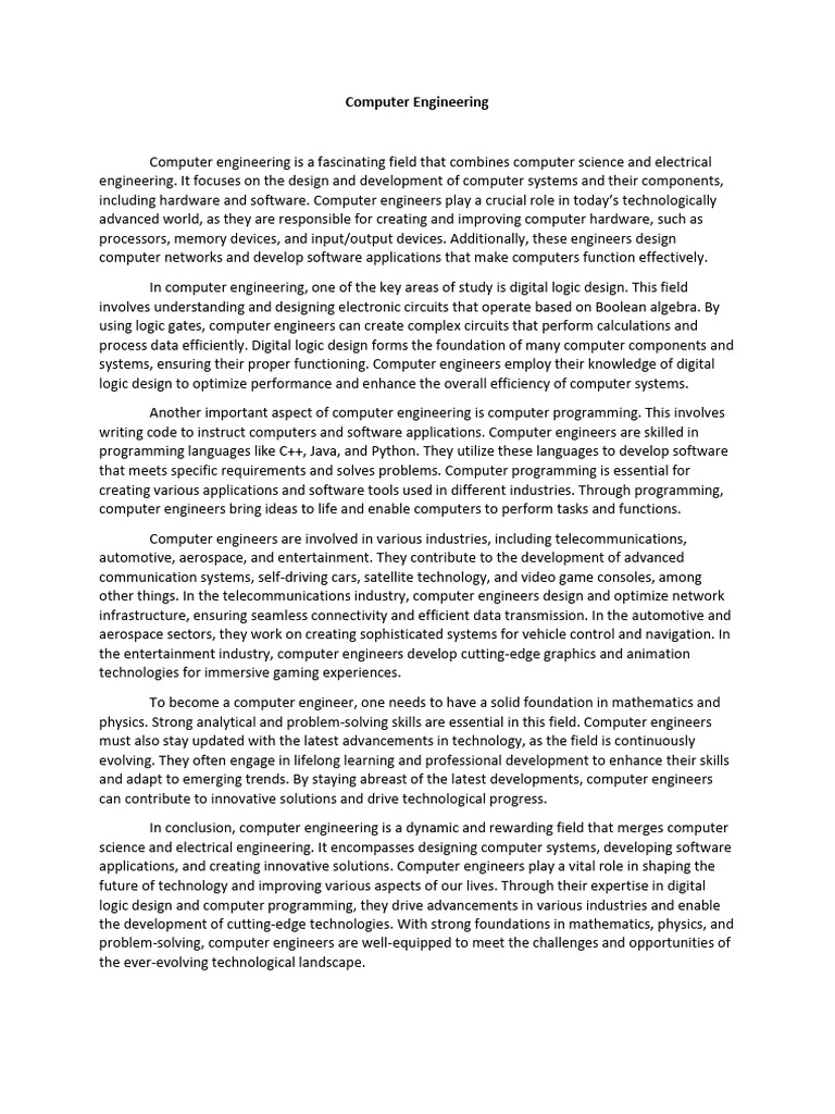 Computer Engineering Reading Comprehension 1 | PDF | Computer ...