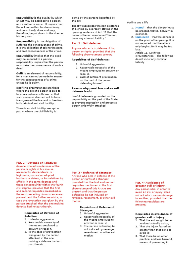 Justifying Circumstances | PDF | Crimes | Crime & Violence