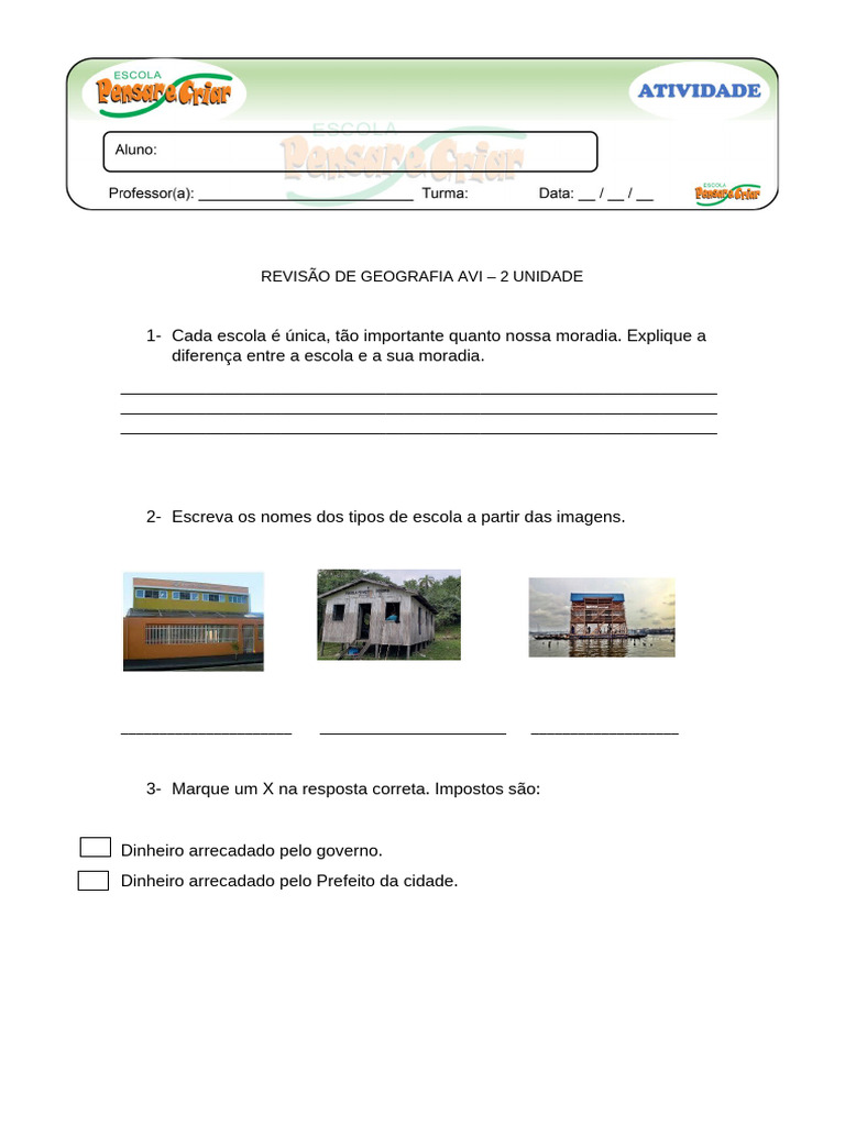 REVISÃO DE GEOGRAFIA AVI 2 UNIDADE | PDF REVISÃO DE GEOGRAFIA AVI 2 UNIDADE | PDF