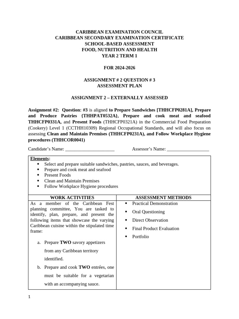 FNH SBA 2 - 2024-2026 Approved | PDF | Cooking | Grilling