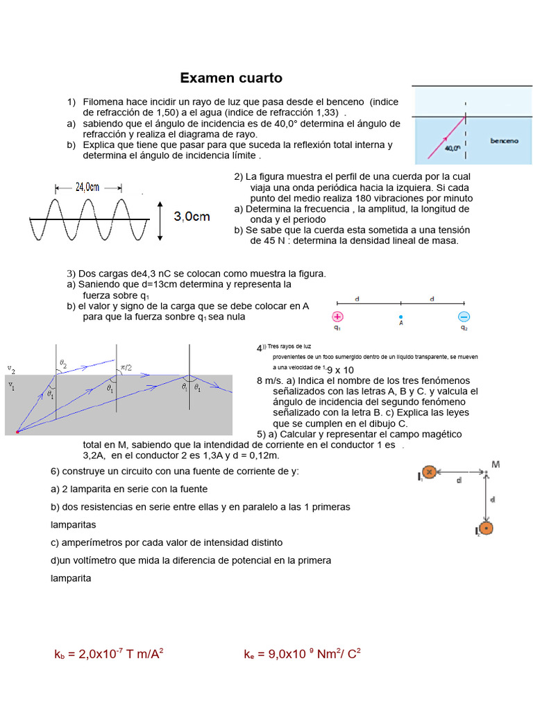 Examen 4to. | PDF | Refracción | Ligero