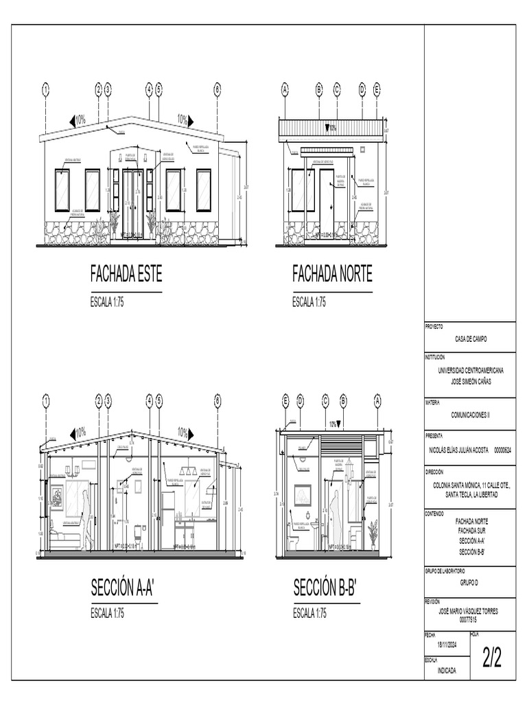 Planos De Fachadas Y Secciones Arquitectónicas Pdf