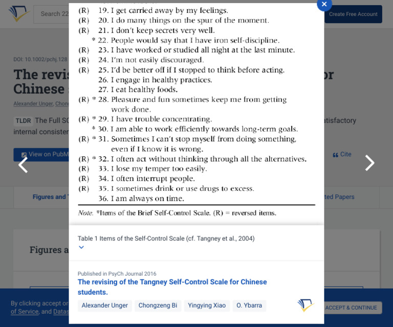 Table 1 From The Revising of The Tangney Self-Control Scale For Chinese ...