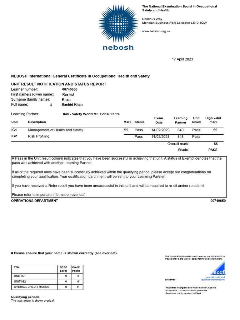 Rashid Khan Result Card | PDF | Business
