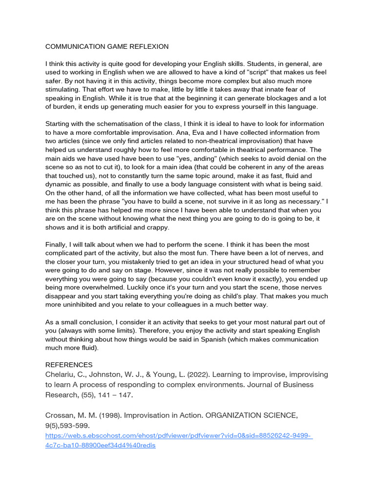 Enhancing English Skills Through Improvisation | PDF