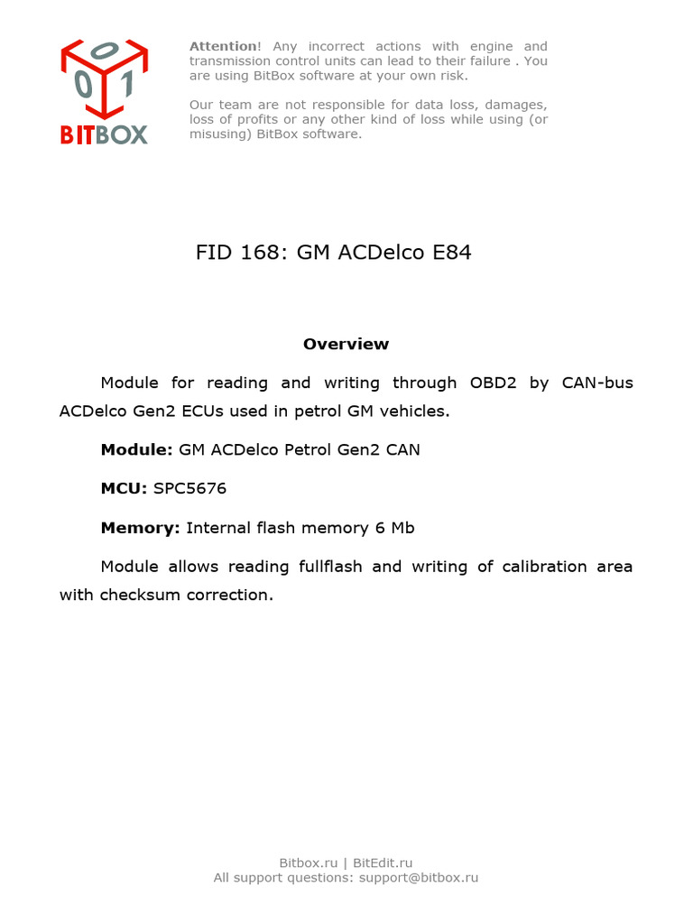 GM ACDelco E84 ECU Programming Guide | PDF