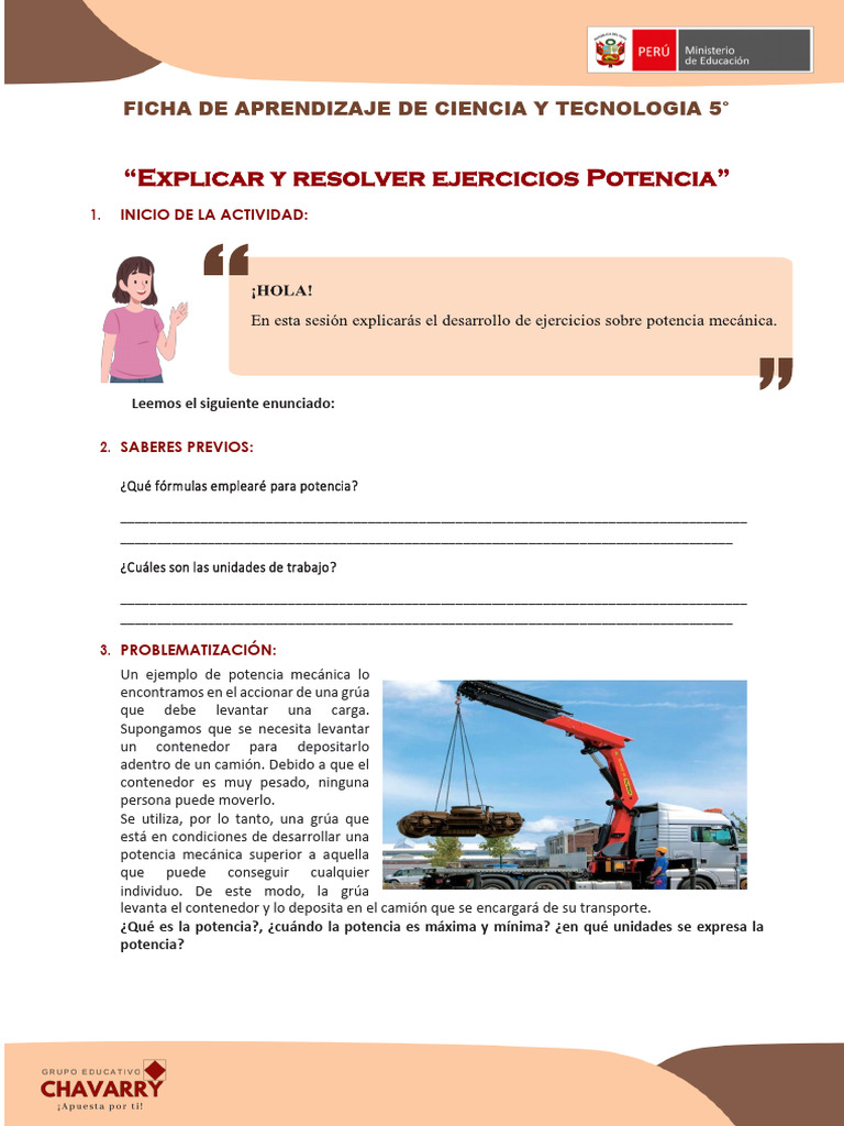 Ejercicios de Potencia Mecánica 5° grado | PDF | Caballo de fuerza ...