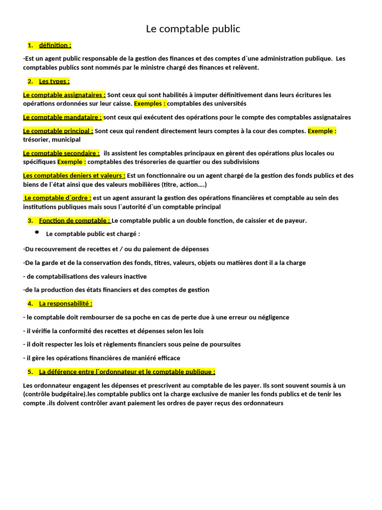 Rôles et Responsabilités des Comptables Publics | PDF | Comptabilité ...