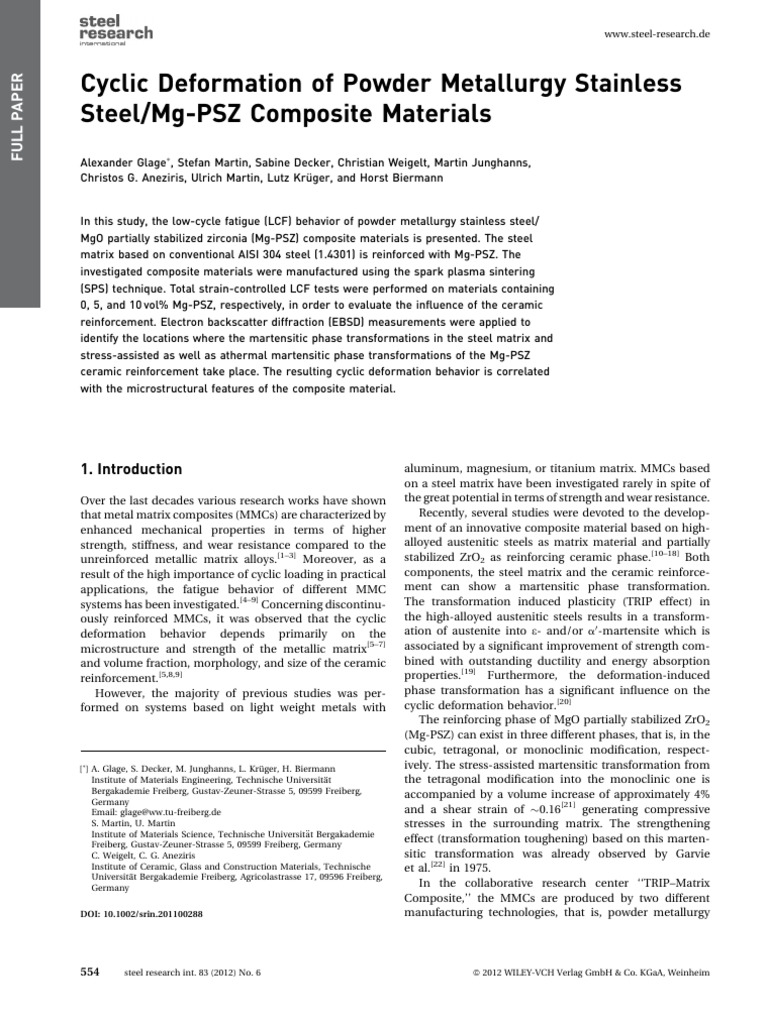 Steel Research International - 2012 - Glage - Cyclic Deformation of Powder Metallurgy Stainless ...