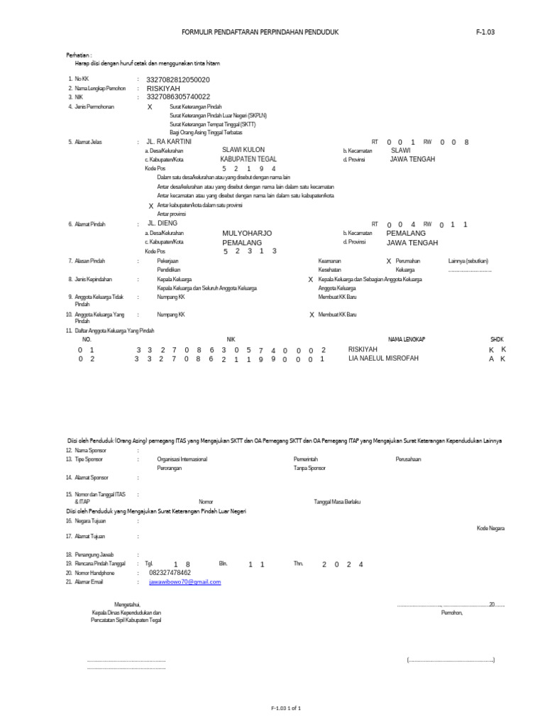 f103 - Pindah Ke Kota Tegal | PDF