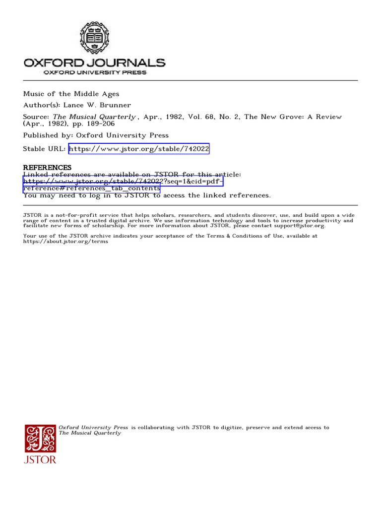 Music of The Middle Ages Lance Brunner | PDF | Gregorian Chant