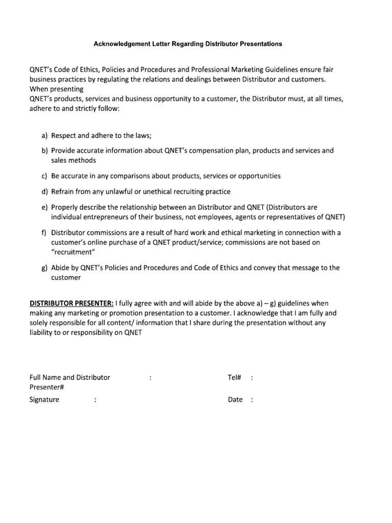 Acknowledgement Letter | PDF