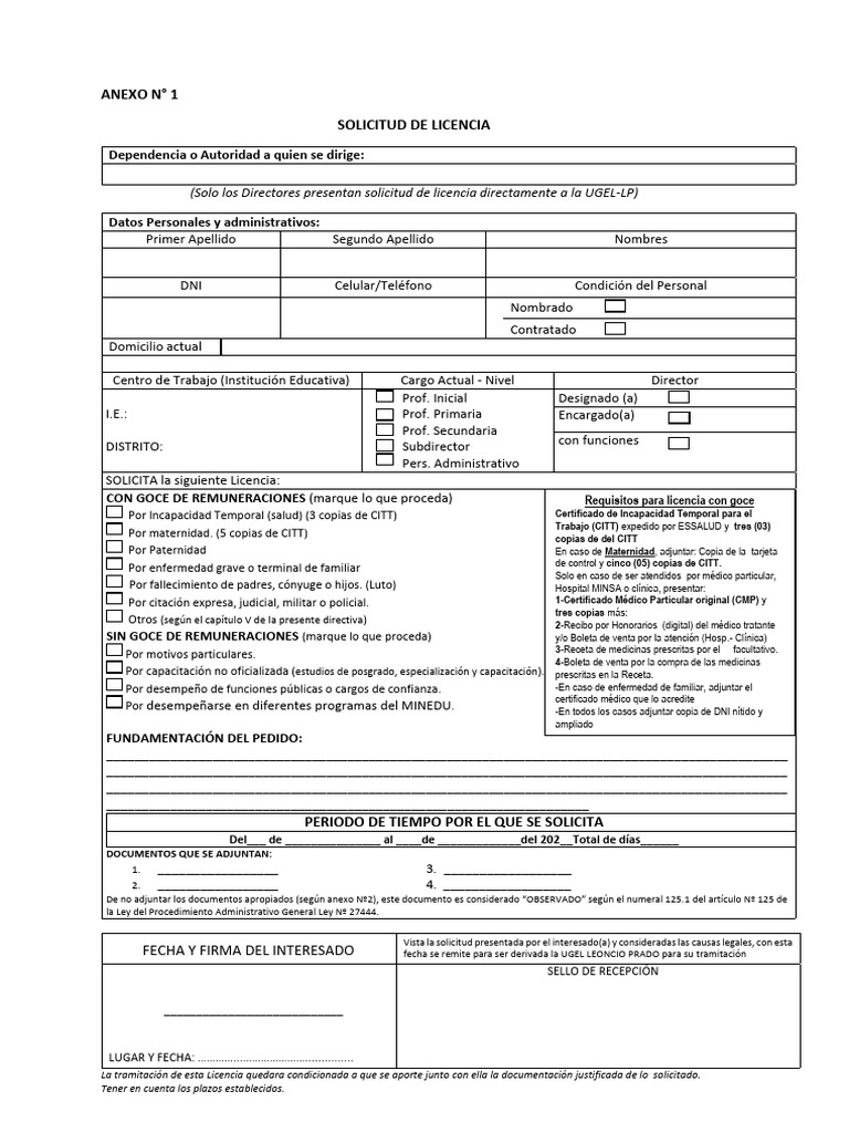 FUT ANEXO 1 LICENCIAS - Formato de Solicitud | PDF | Documento de identidad