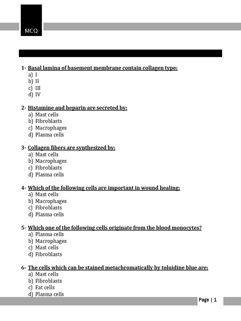 Connective Tissue MCQ | PDF | Connective Tissue | Anatomy