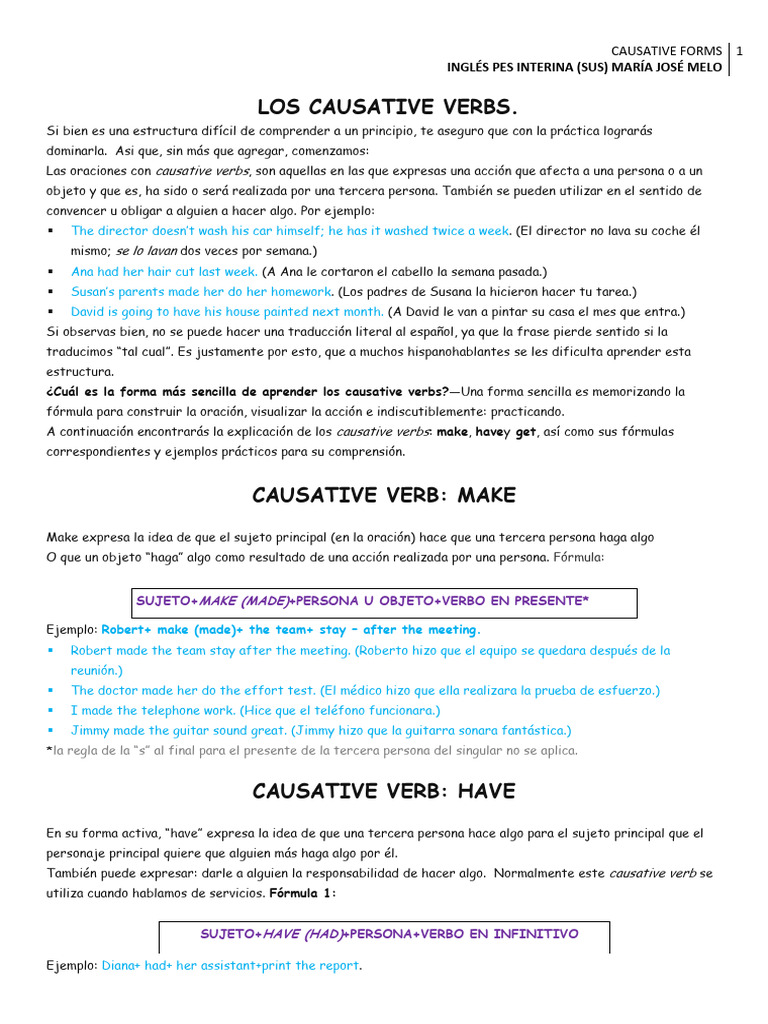 Causative Forms Explanation | PDF | Lingüística