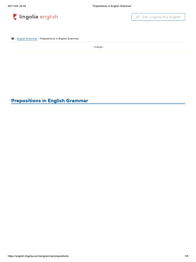 Prepositions in English Grammar | PDF | English Grammar | English Language