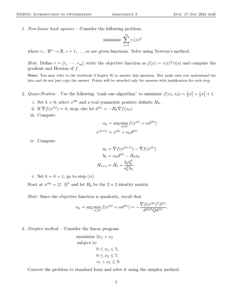 DS2010 Assignment3 | PDF | Linear Programming | Linear Algebra