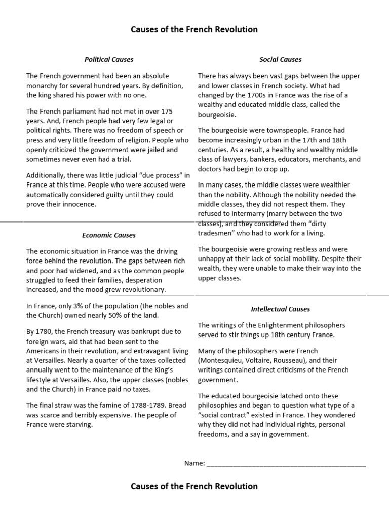 UNIT 5 Causes of The French Revolution | PDF | Bourgeoisie | France