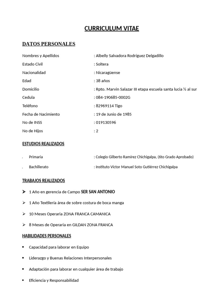 Albelly Curriculum | PDF | Ciencias sociales | Salud y bienestar