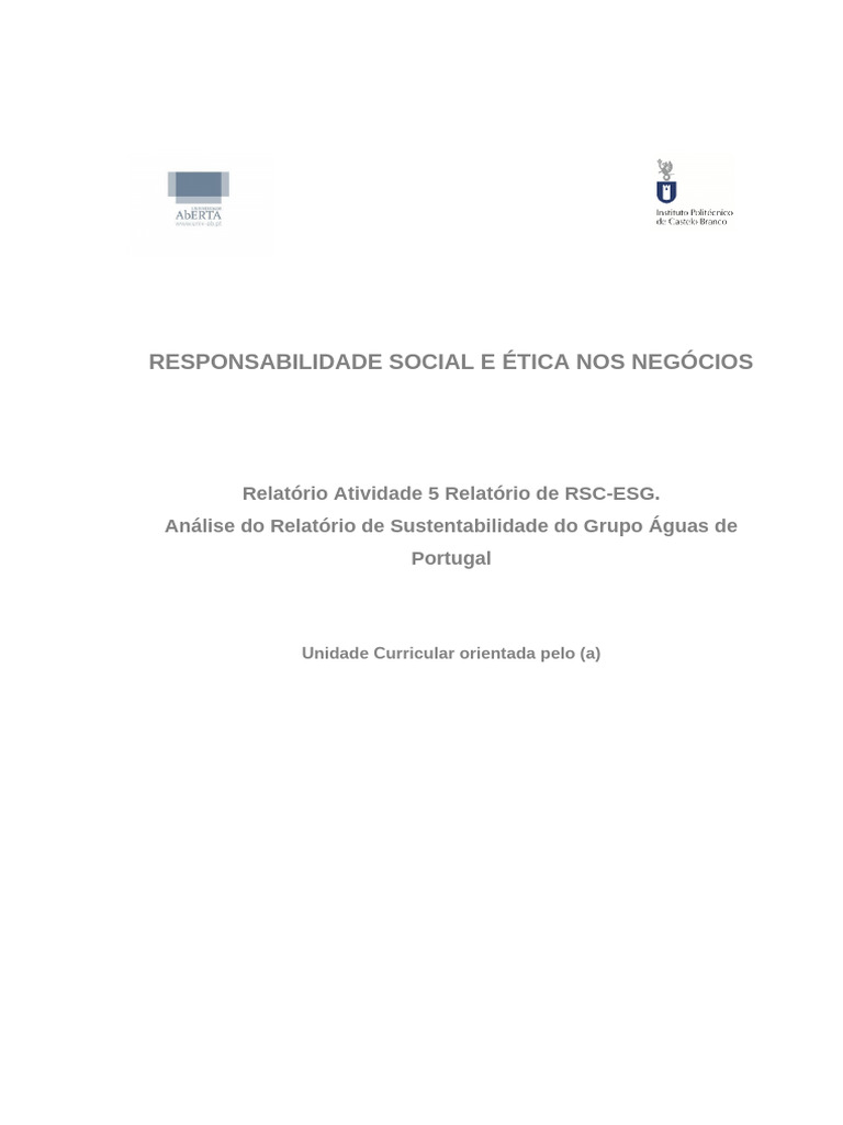 Relatório Atividade 5 Rsc-Esg - Analise Rel - Sust. Adp | PDF | Business | Sustentabilidade