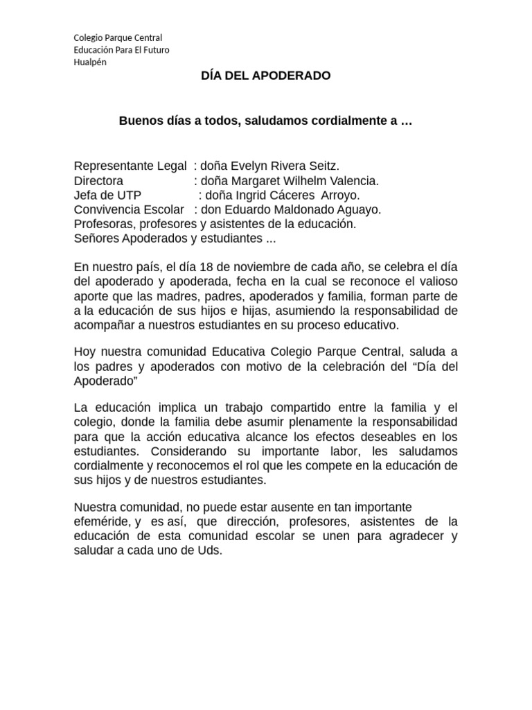 Día Del Apoderado | PDF | Salud y bienestar
