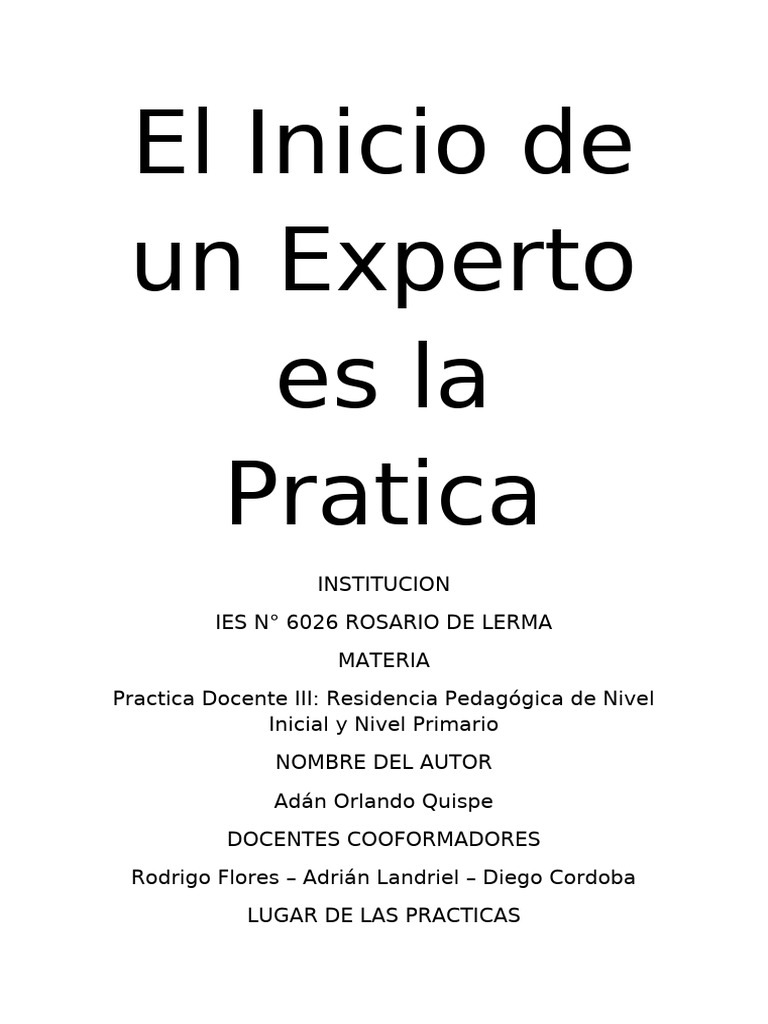 El Inicio de Un Experto Es La Pratica - 102210 | PDF | Escuelas ...