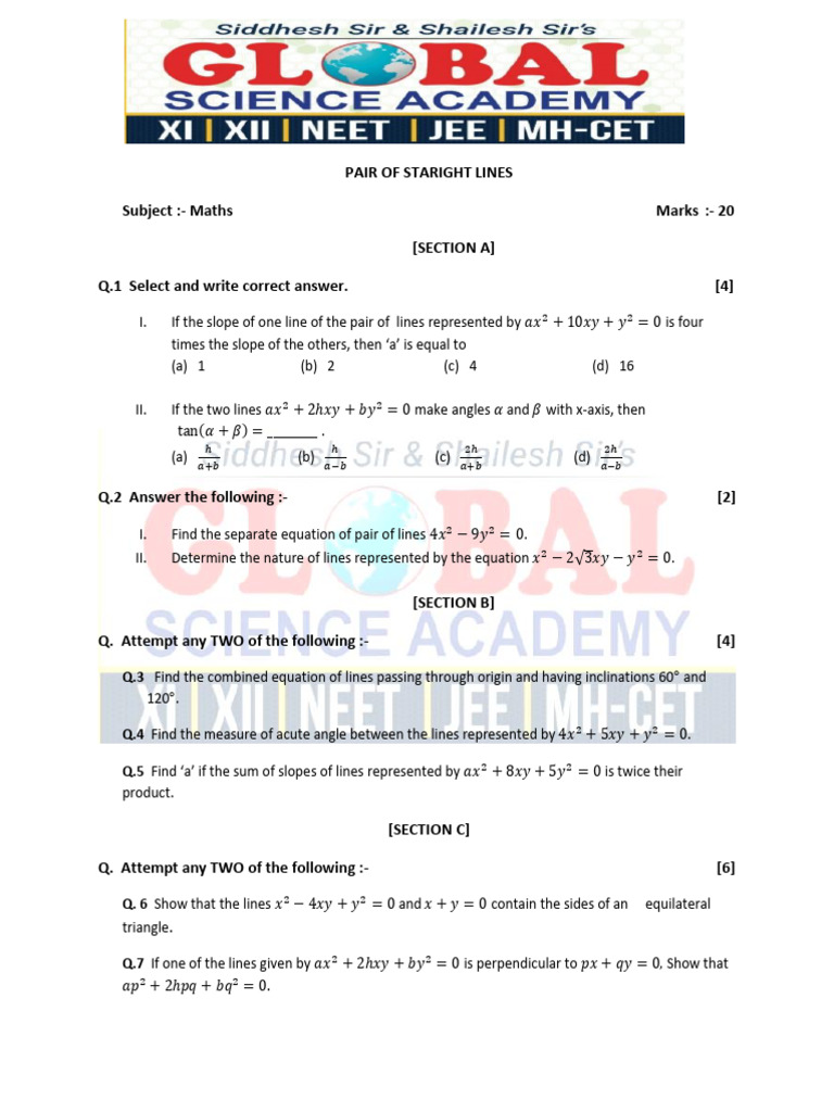 PAIR OF STARIGHT LINES | PDF | Triangle | Triangle Geometry