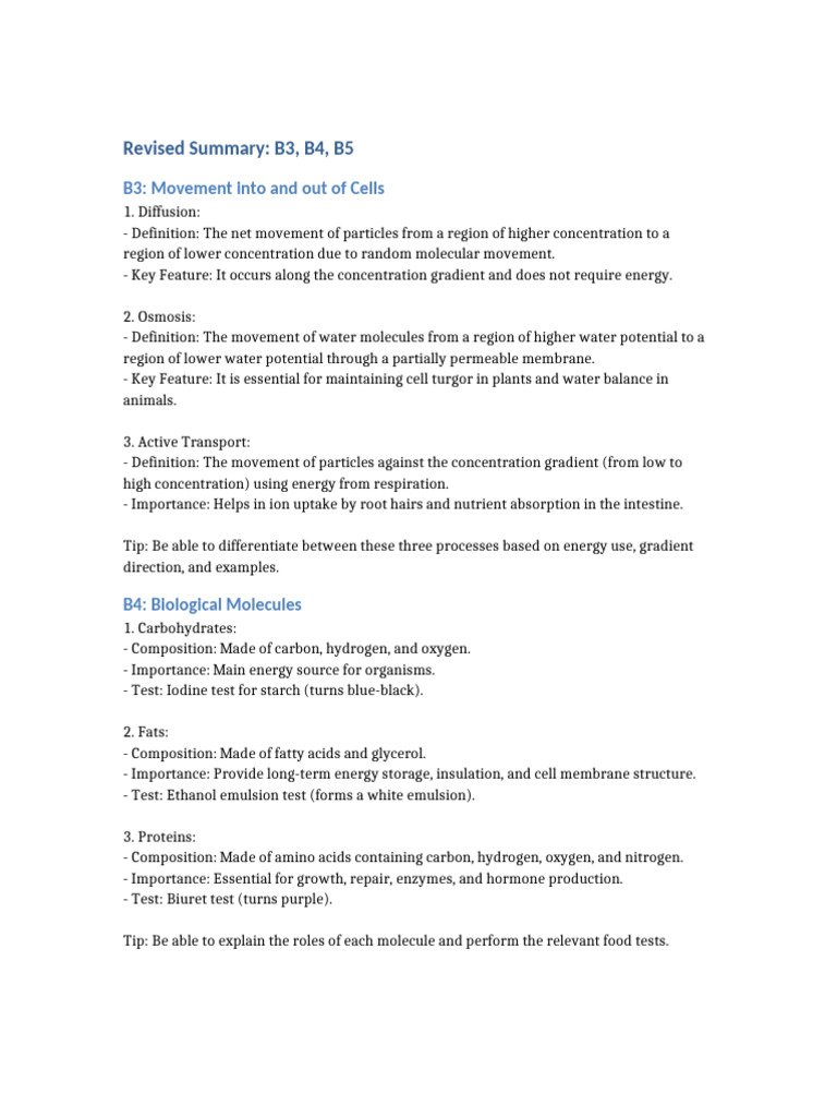 Revised Summary B3 B4 B5 | PDF | Science & Mathematics