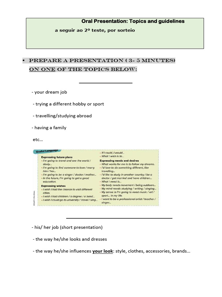 8th Grade Oral Presentation Guidelines | PDF