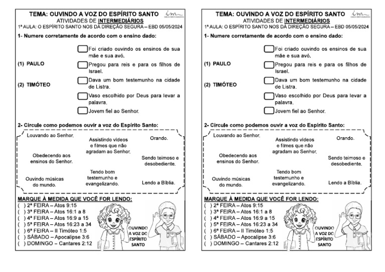 1a Aula - Atividade2 - INT - Ouvindo A Voz Do Espirito Santo - O Espirito Santo Nos Da Direcao ...