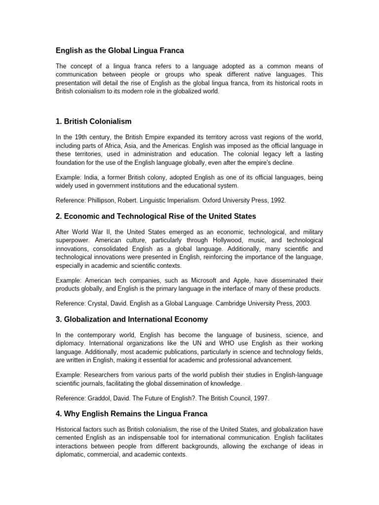 Scholarly Presentation English Lingua Franca | PDF | English Language ...